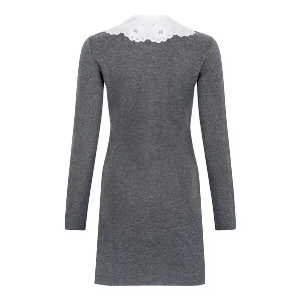 SELF-PORTRAIT Knitted Dress With Contrast Collar