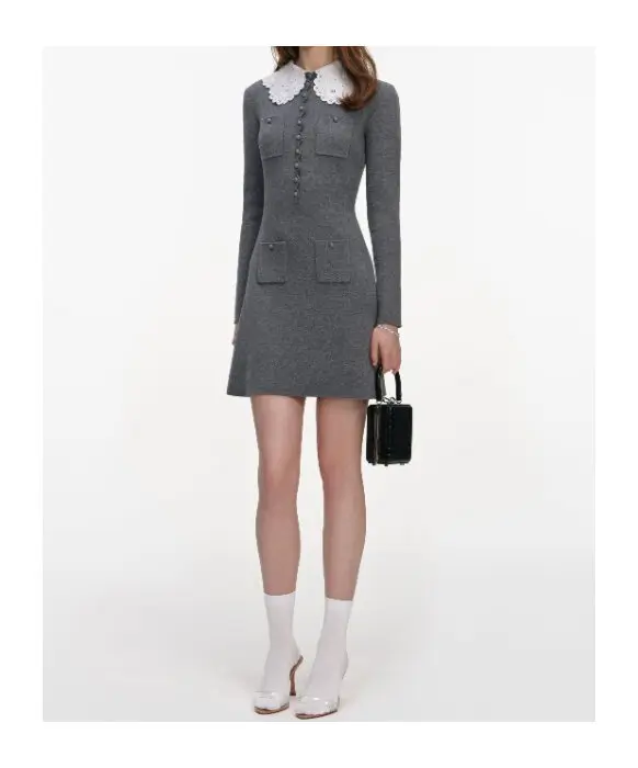 SELF-PORTRAIT Knitted Dress With Contrast Collar