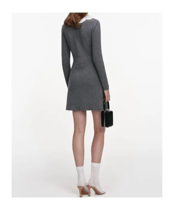 SELF-PORTRAIT Knitted Dress With Contrast Collar