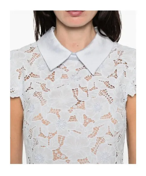 SELF-PORTRAIT Guipure Lace Collared Mini Dress - No