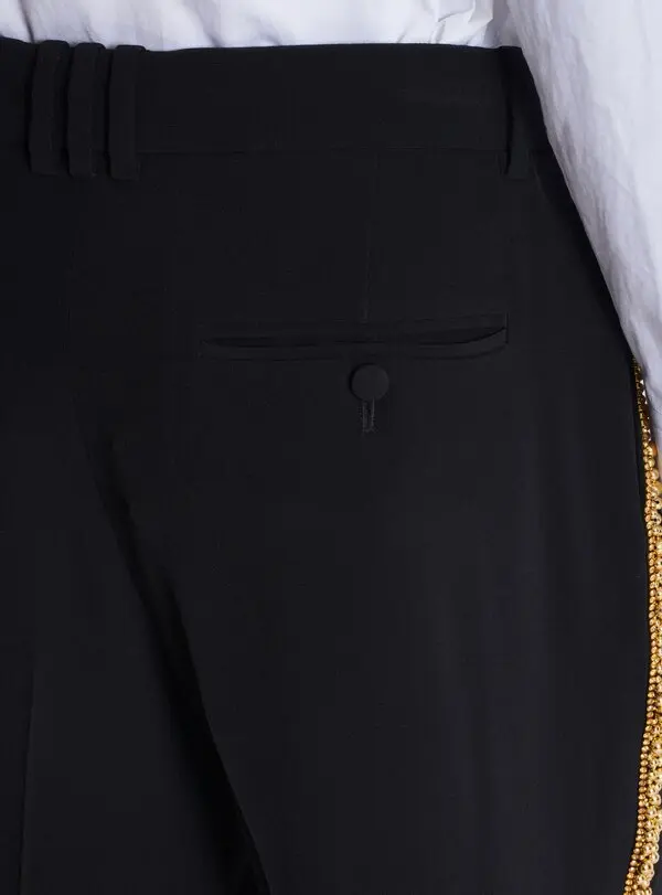 Balmain Embroidered Crepe Tailored Trousers