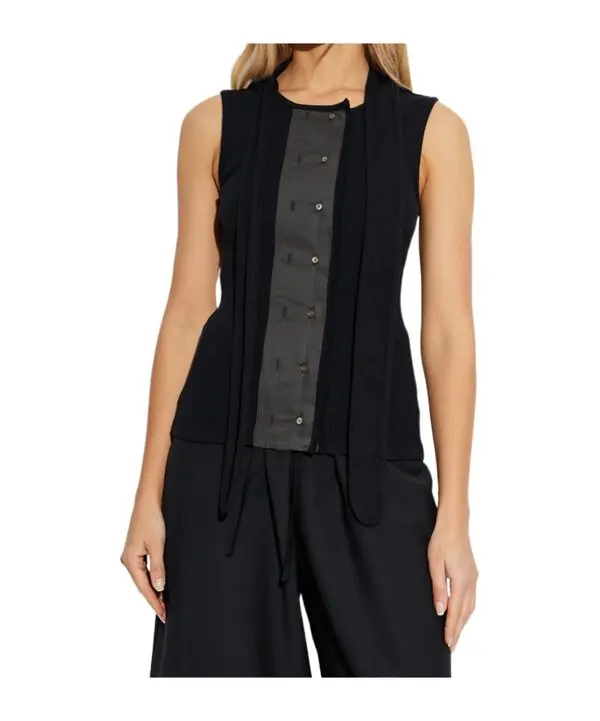 LEMAIRE Sleeveless Draped Paneled Top - Black