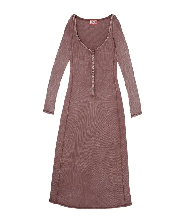 DIESEL® D-ley Ribbed Buttoned Midi Dress - Pink