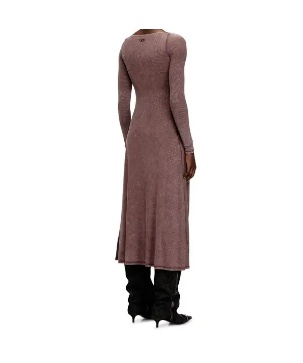 DIESEL® Ribbed Buttoned Midi Dress - Pink
