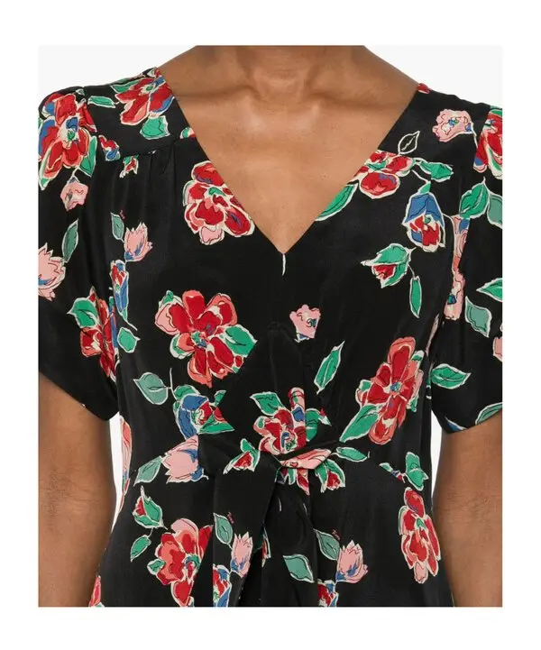 Rixo Printed V-neck Short Sleeve Maxi Dress