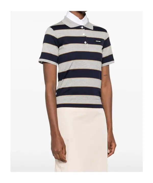 Miu Miu Short-sleeved Striped Polo Shirt