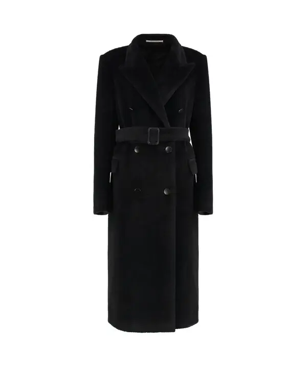 Tagliatore Double Breasted Faux Fur Coat - Black