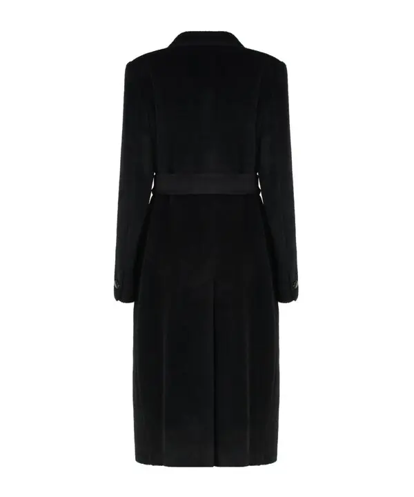 Tagliatore Double Breasted Faux Fur Coat - Black