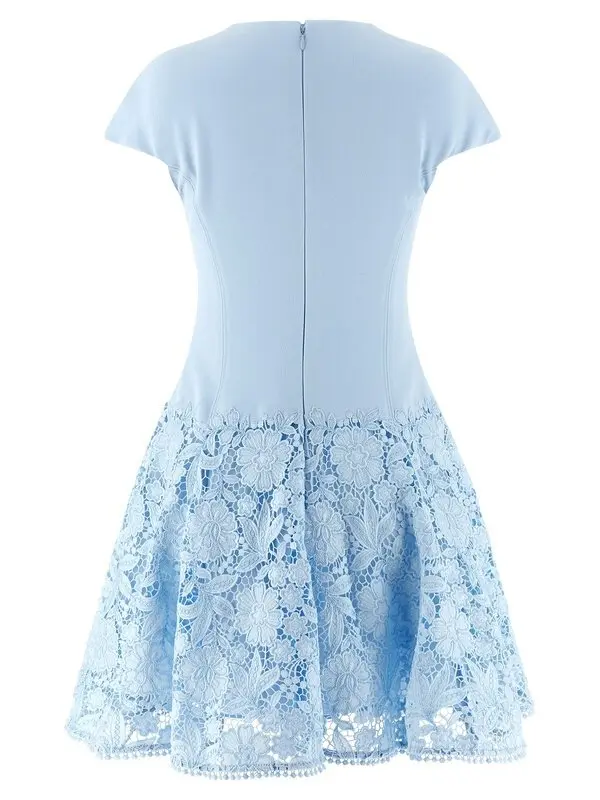 SELF-PORTRAIT Lace Panel Mini Dress - Blue