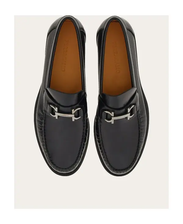 FERRAGAMO Gancini Detail Slip-on Loafers - Black