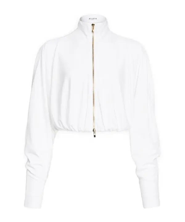 Alaïa High-neck Zip-up Jacket With Pleated Hem