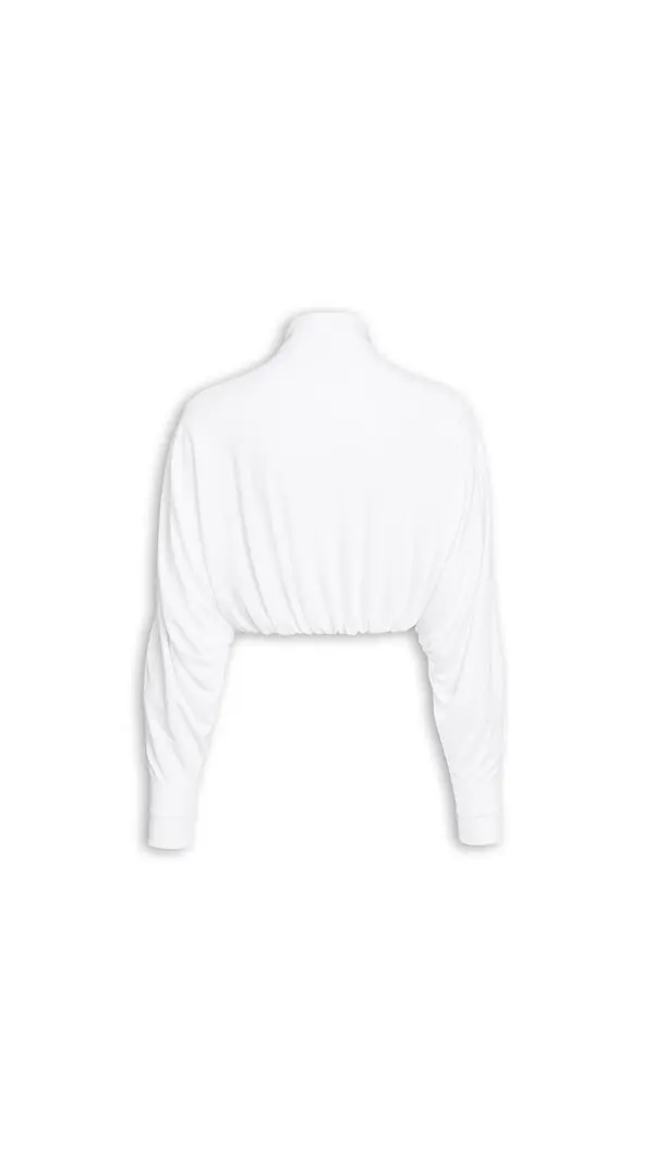 Alaïa High-neck Zip-up Jacket With Pleated Hem