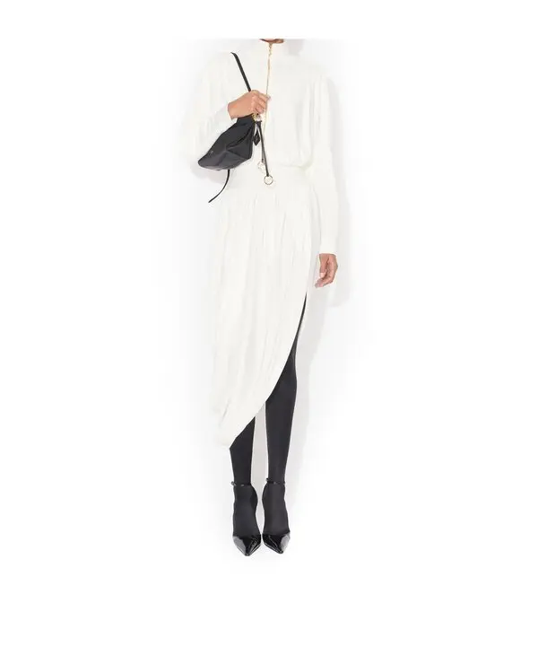 Alaïa High-neck Zip-up Jacket With Pleated Hem