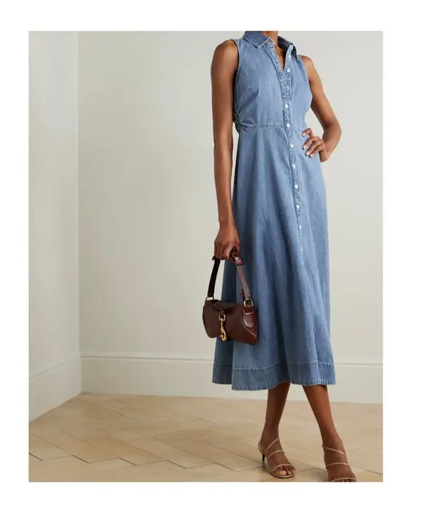 Veronica Beard Fuller Denim Midi Shirt Dress