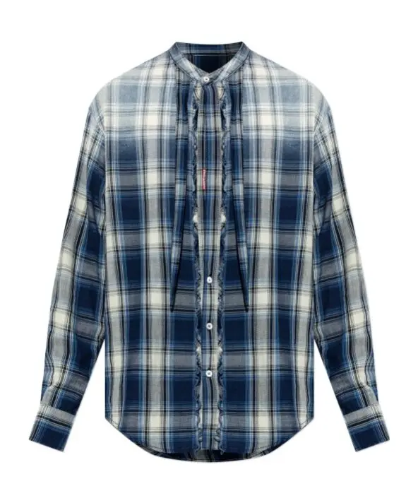 Dsquared2 Ruffled Checked Shirt - Gray