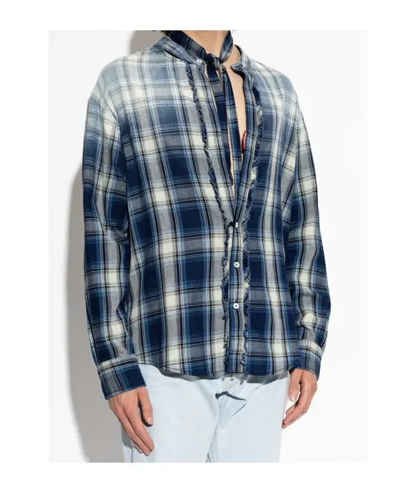 Dsquared2 Ruffled Checked Shirt - Gray