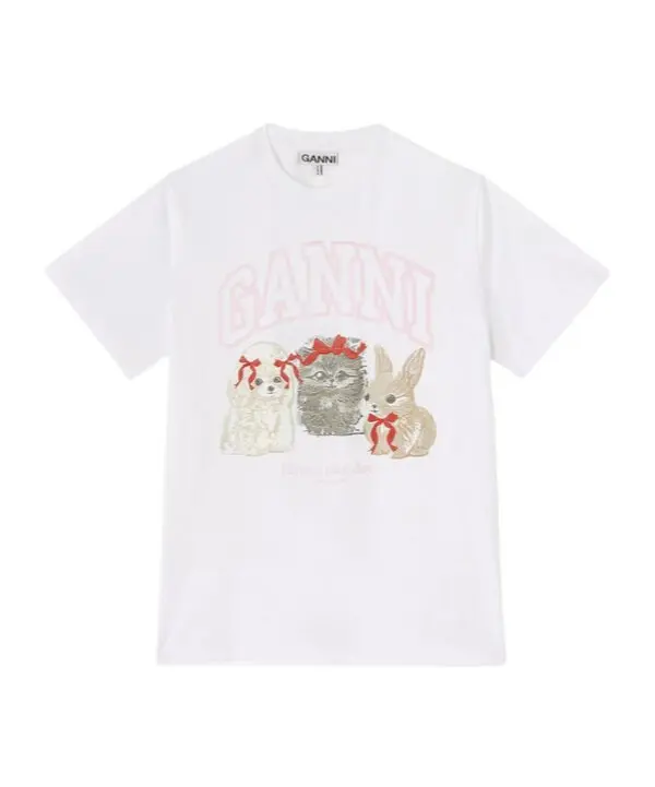GANNI Animals Printed T-shirt - Multicolor
