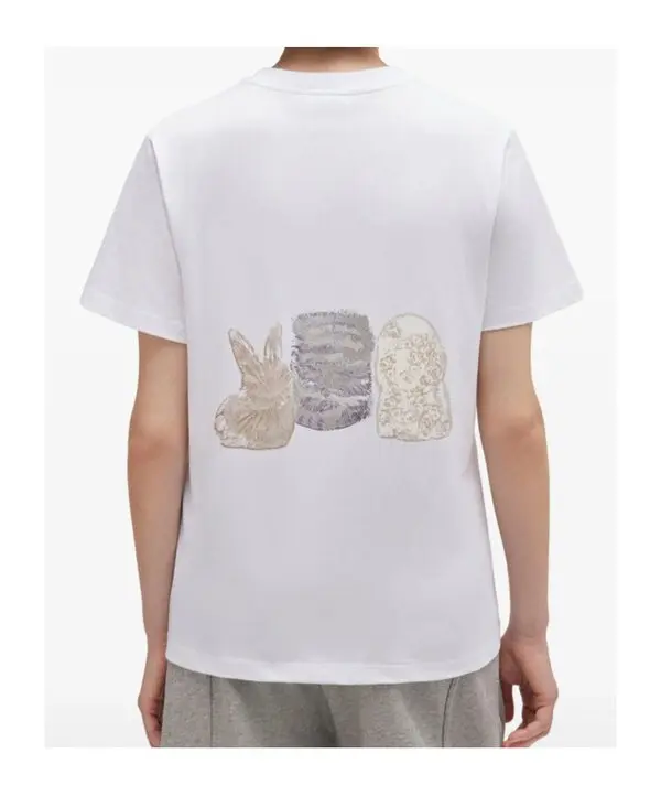 GANNI White Printed T-shirt With Animal Graphics - Multicolor