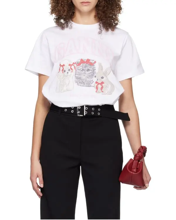 GANNI Cute Animal T-shirt - White