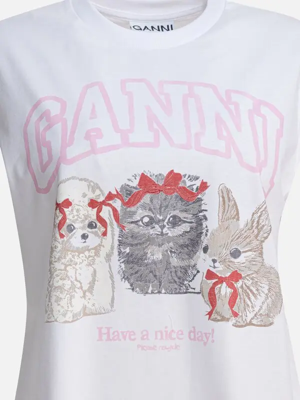 GANNI Cute Animal T-shirt - White