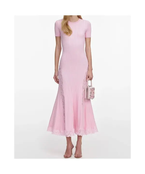 SELF-PORTRAIT Lace Trimmed Midi Dress