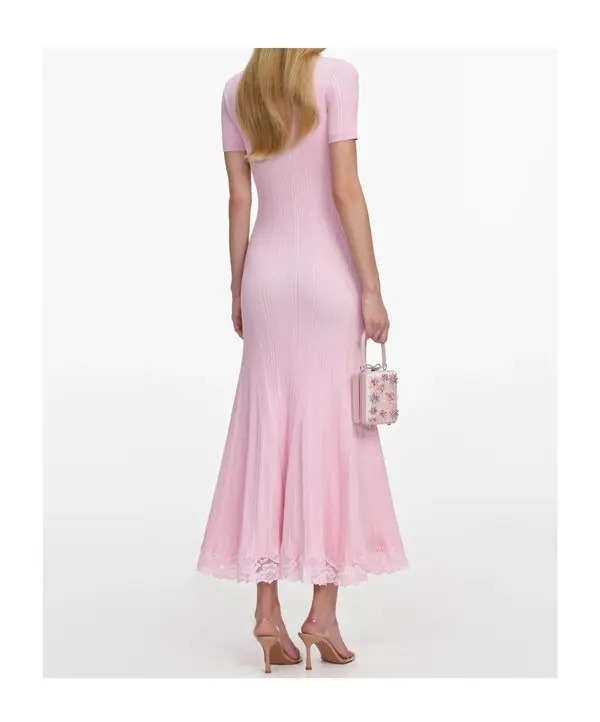 SELF-PORTRAIT Lace Trimmed Midi Dress