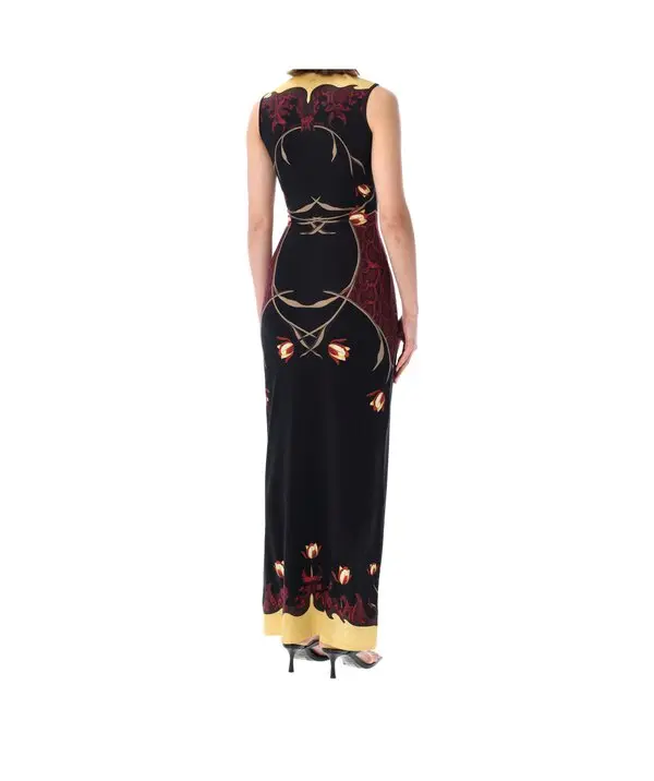 MARINE SERRE Sleeveless Floral Printed Crewneck Maxi Dress