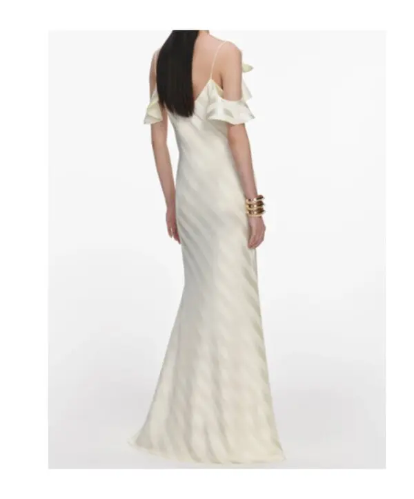SELF-PORTRAIT Striped Ruffled Maxi Dress