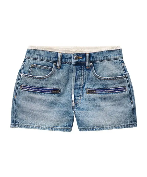 Alexander Wang Mid-waist Zipper And Button Closure Denim Shorts