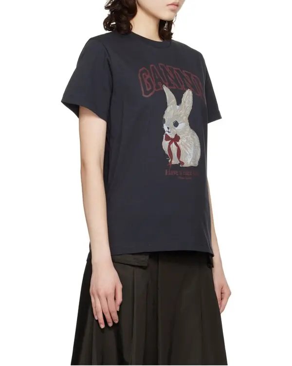 GANNI Bunny Graphic T-shirt - Phantom Black