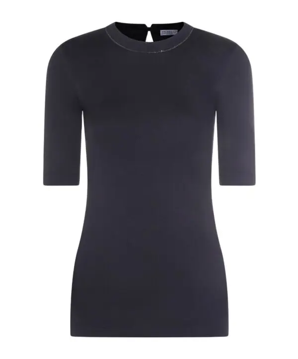 Brunello Cucinelli Embellished Round Neck T-shirt - Black
