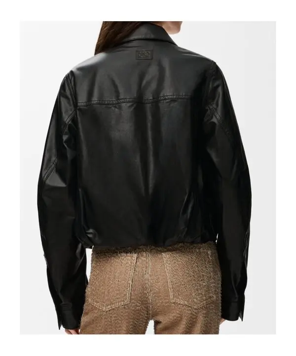 Loewe Button-up Cropped Leather Jacket - Black