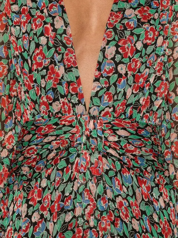 Rixo Meera Maxi Dress With Deep V-neck And Floral Print - Multicolor