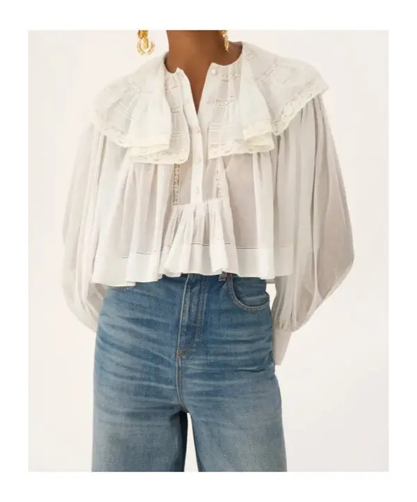 Chloé Cropped Ruffle Top - White
