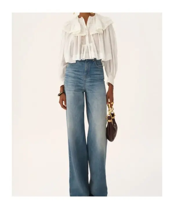 Chloé Cropped Ruffle Top - White
