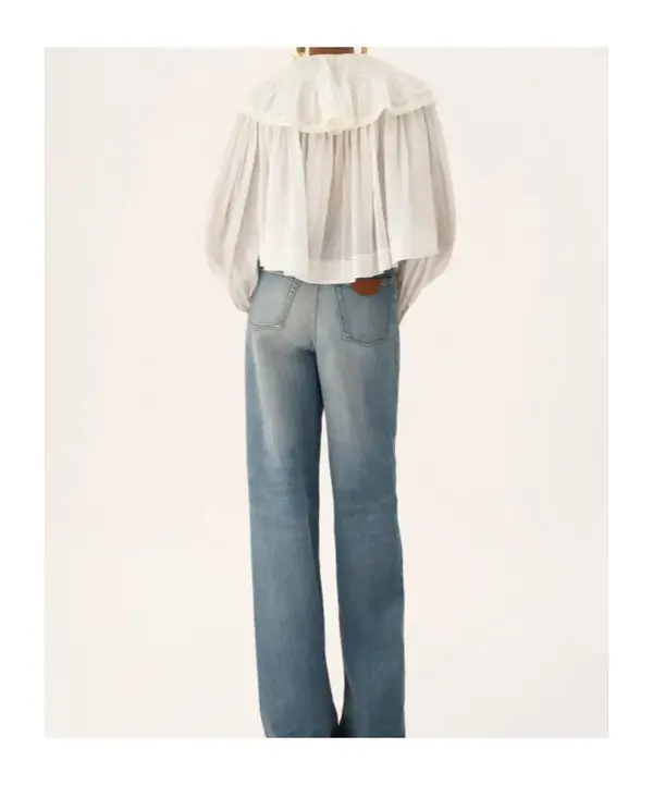 Chloé Cropped Ruffle Top - White