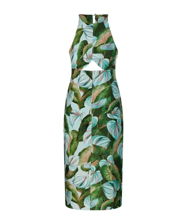 Farm Rio Cut-out Halterneck Midi Dress - Green