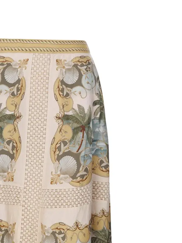 Farm Rio Royal Sea Printed Midi Skirt