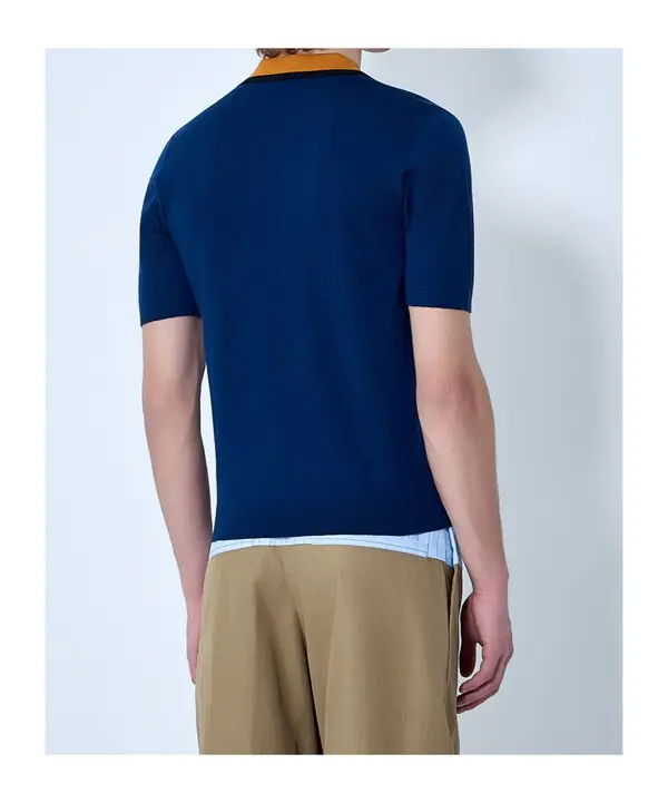 Dries Van Noten V-neck Color-blocked Knit Polo Shirt
