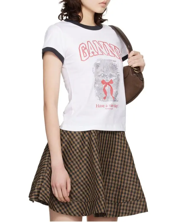 GANNI Cropped Kitty T-shirt - Multicolor