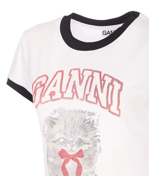 GANNI Cropped Kitty T-shirt - Multicolor