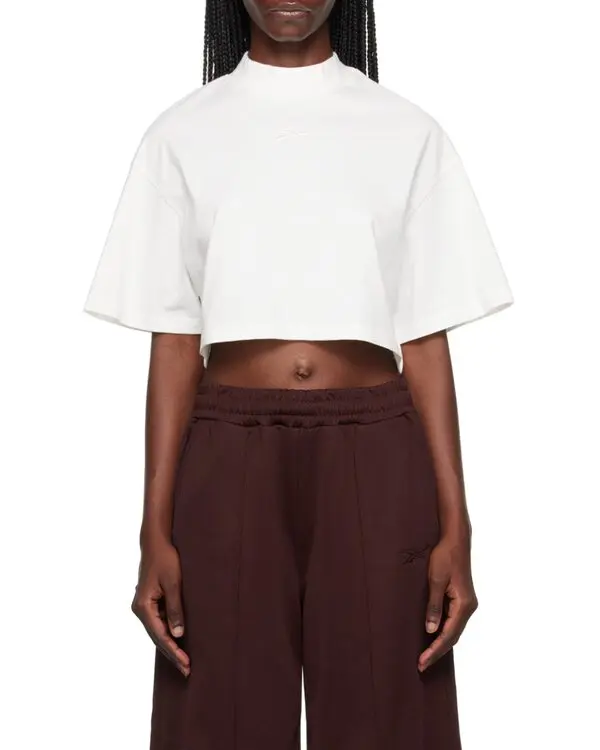 REEBOK Cropped T-shirt With Embroidered Logo And High Neck