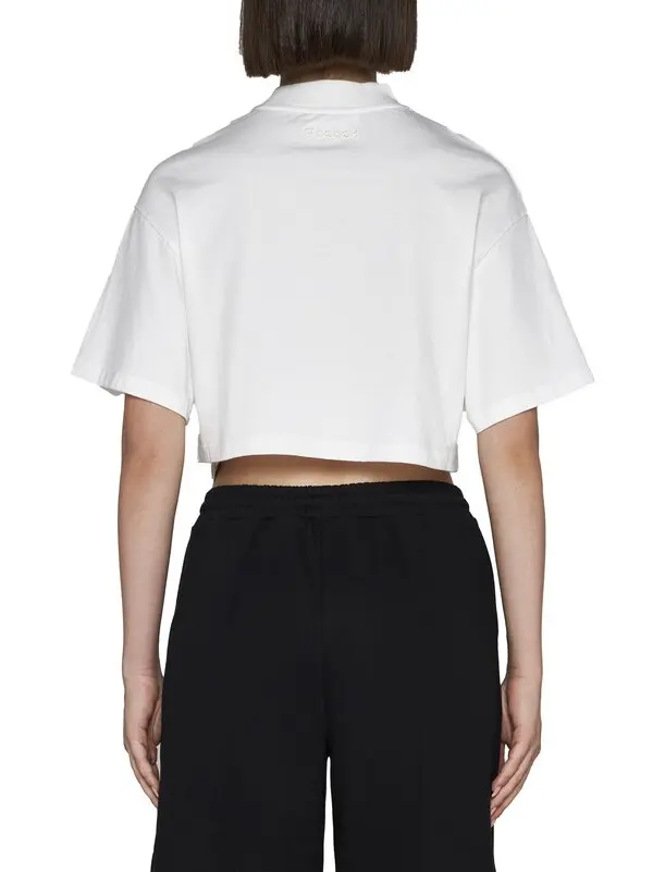 REEBOK Cropped T-shirt With Embroidered Logo And High Neck