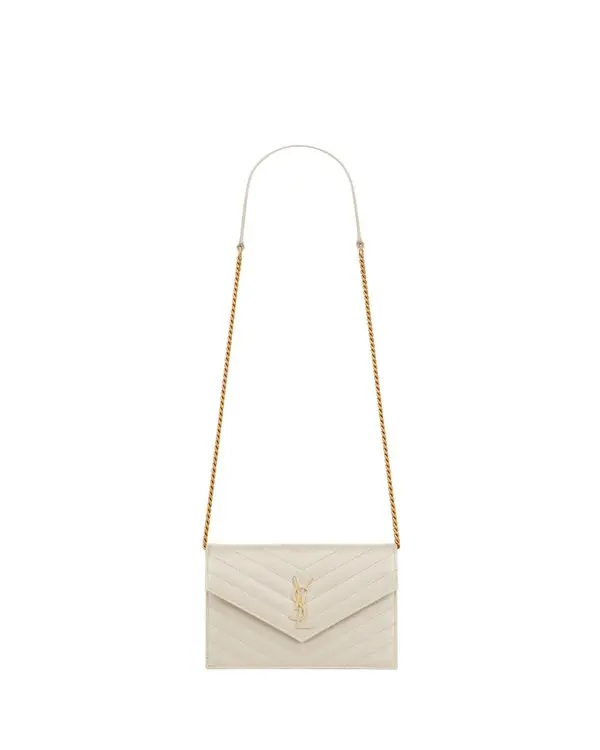 Saint Laurent Cassandre Chain Wallet - Crema Soft