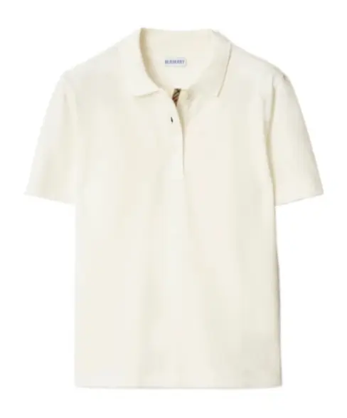 Burberry Short Sleeve Polo Shirt With Embroidered Equestrian Knight Design - Chalk White