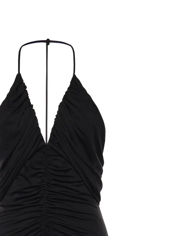 SELF-PORTRAIT Halterneck Ruched Maxi Dress With Open Back