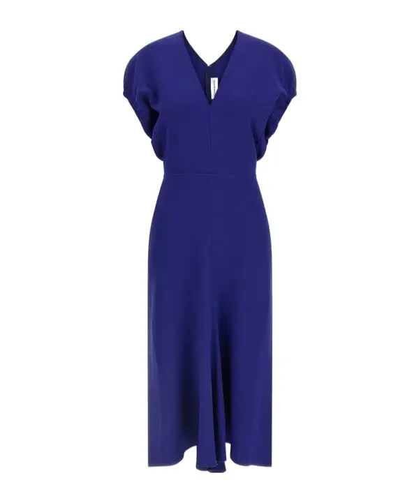 Victoria Beckham V-neck Belted Dress - Blue
