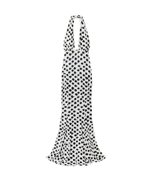 Norma Kamali Cross Halter Fishtail Gown - White