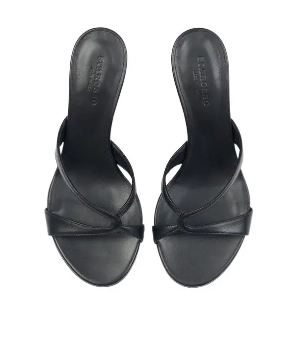 SCAROSSO Round-toe High-heeled Sandals With Crisscross Straps
