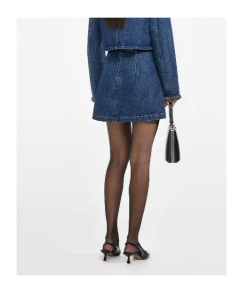 SELF-PORTRAIT Braided Trim Mini Denim Skirt